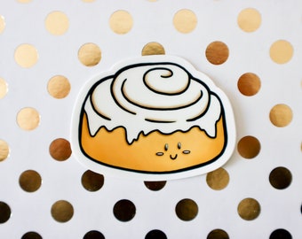 Cinnamon Roll Cute Sticker, Vinyl Waterproof Cartoon Dessert Sweet Bun ...