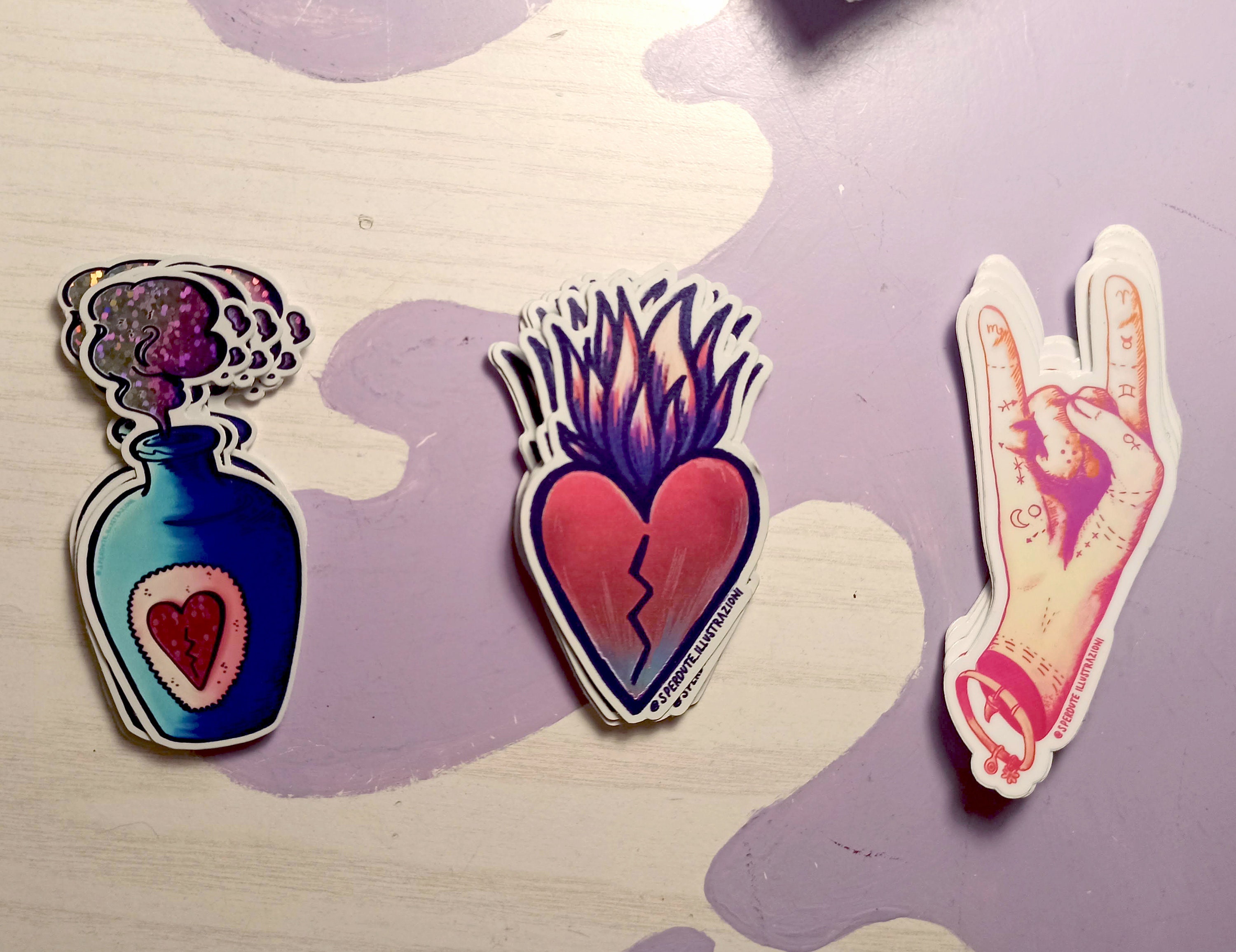 Flaming Heart Metallic Sticker Trendy Sticker Laptop | Etsy