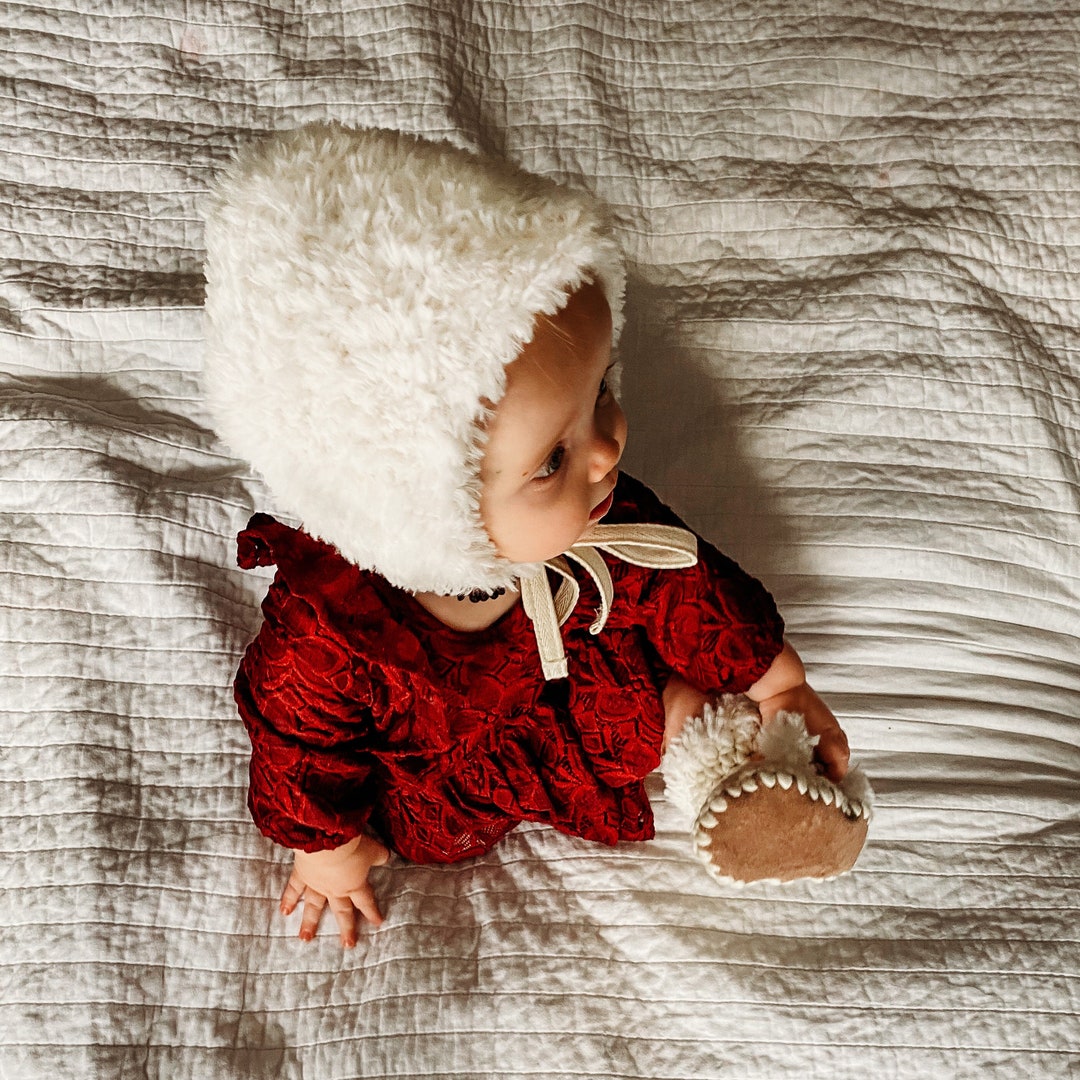 Fuzzy Bonnet | Winter Baby Bonnet | Faux Fur Bonnet | Warm Bonnet ...