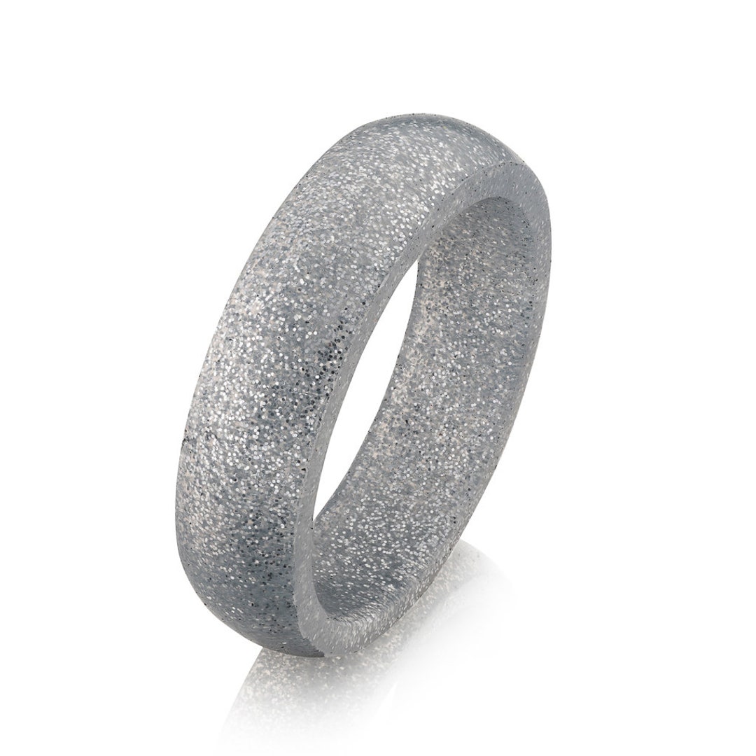 Sparkling Silver Silicone Ring - Etsy UK