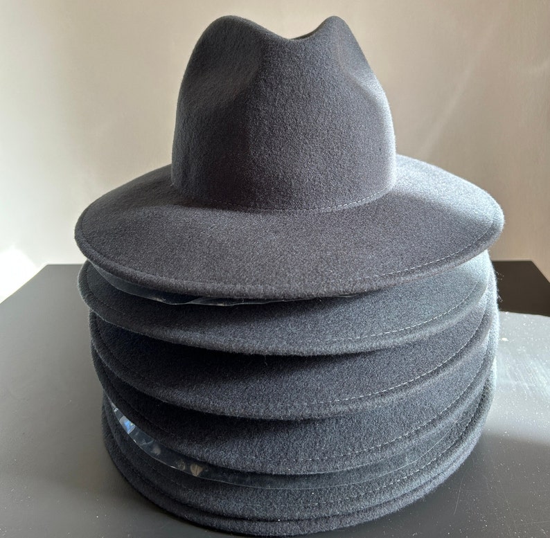 Dark Grey Wool Felt Fedora Hat Bases - Structured Brim - Etsy