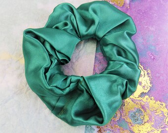 Emerald Green Satin Scrunchie - Etsy