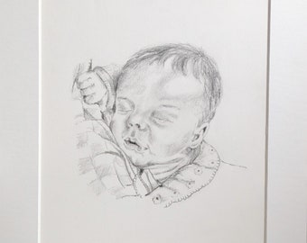 Custom Newborn Pencil Sketch Portrait, Newborn Pencil Sketch Portrait ...
