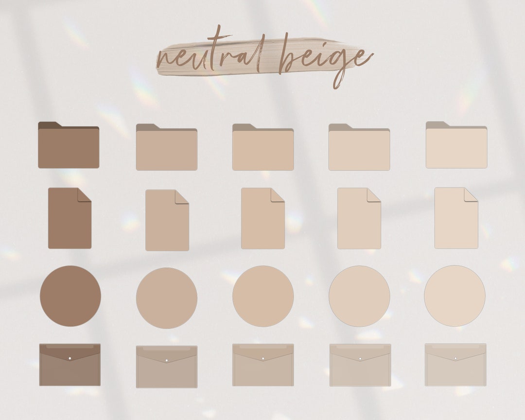 Neutral Beige Desktop Folder Icons - Mac & Windows - Minimalist Boho ...