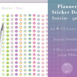 PRINTABLE Sunrise Dot Stickers for Planners A4, US Letter Size & Cricut ...
