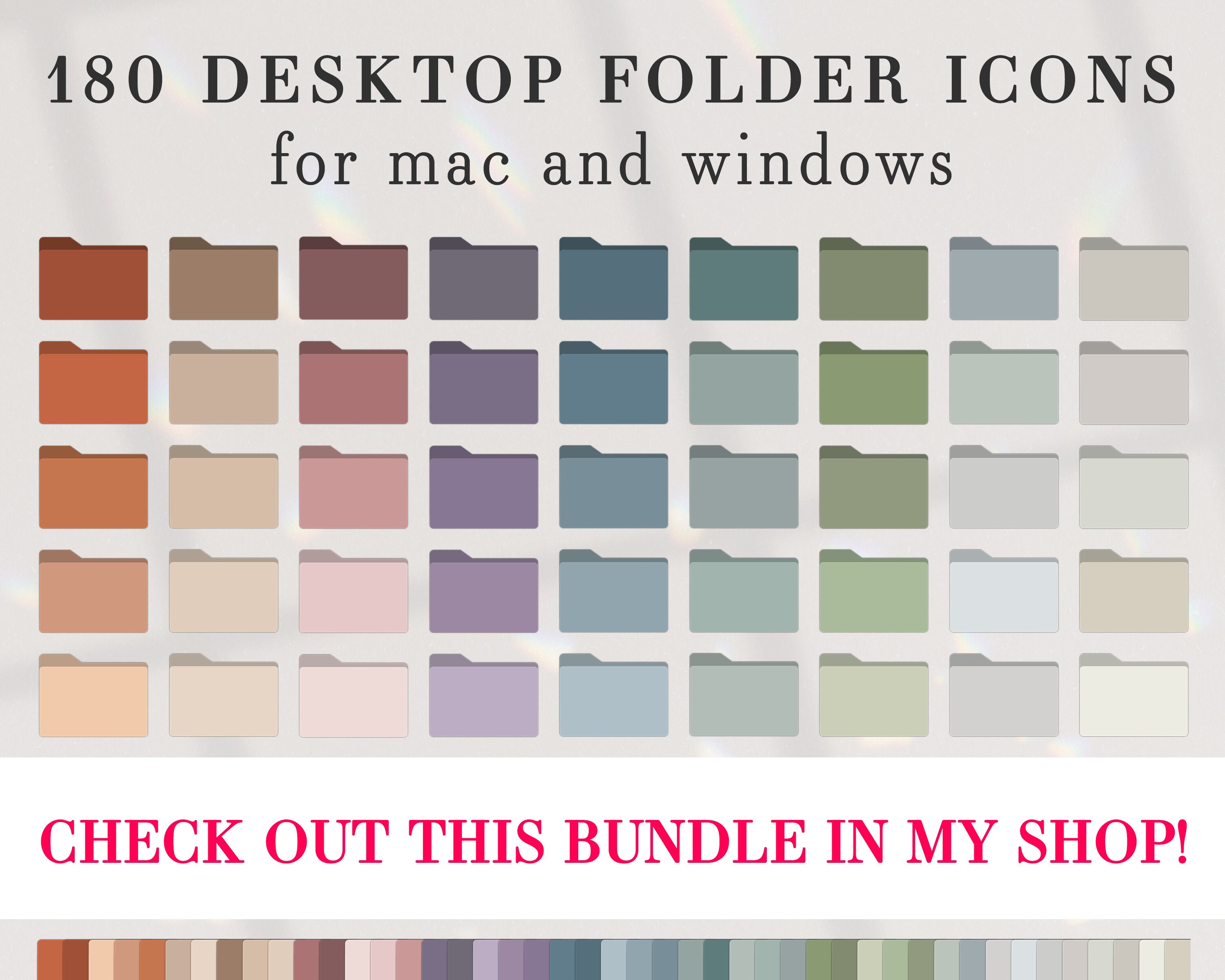 Neutral Beige Desktop Folder Icons - Mac & Windows - Minimalist Boho ...