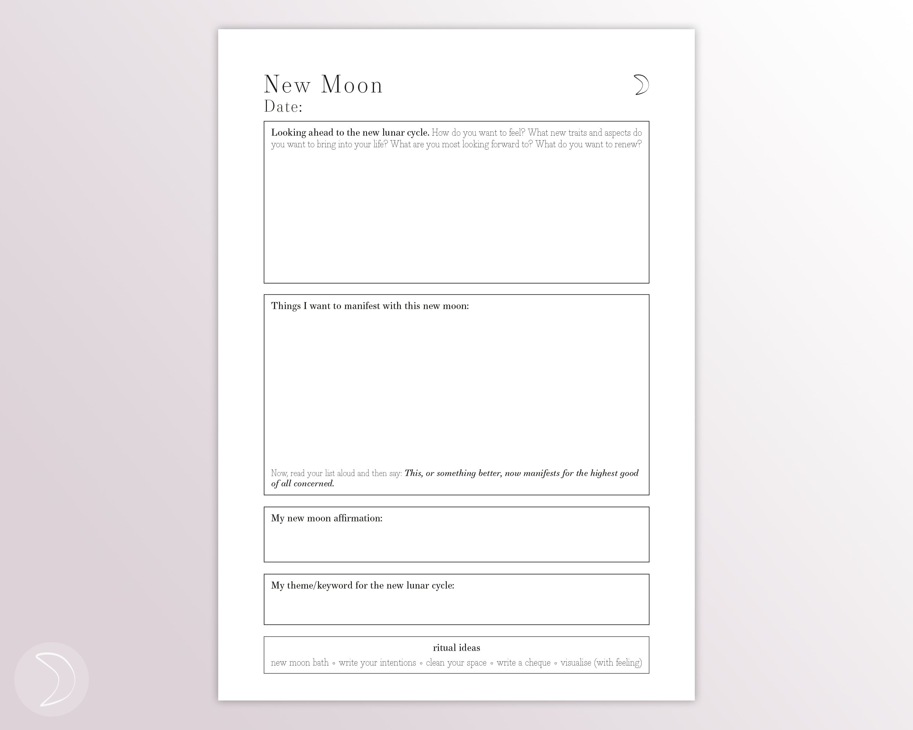 PRINTABLE Full and New Moon Ritual Undated Sheets A4 & US Letter Size ...