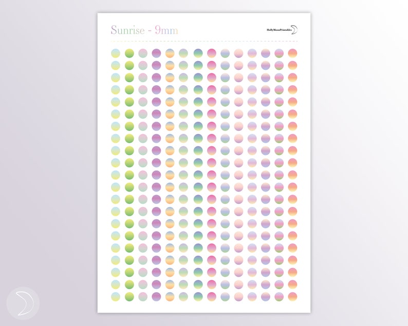 PRINTABLE Sunrise Dot Stickers for Planners A4, US Letter Size & Cricut ...