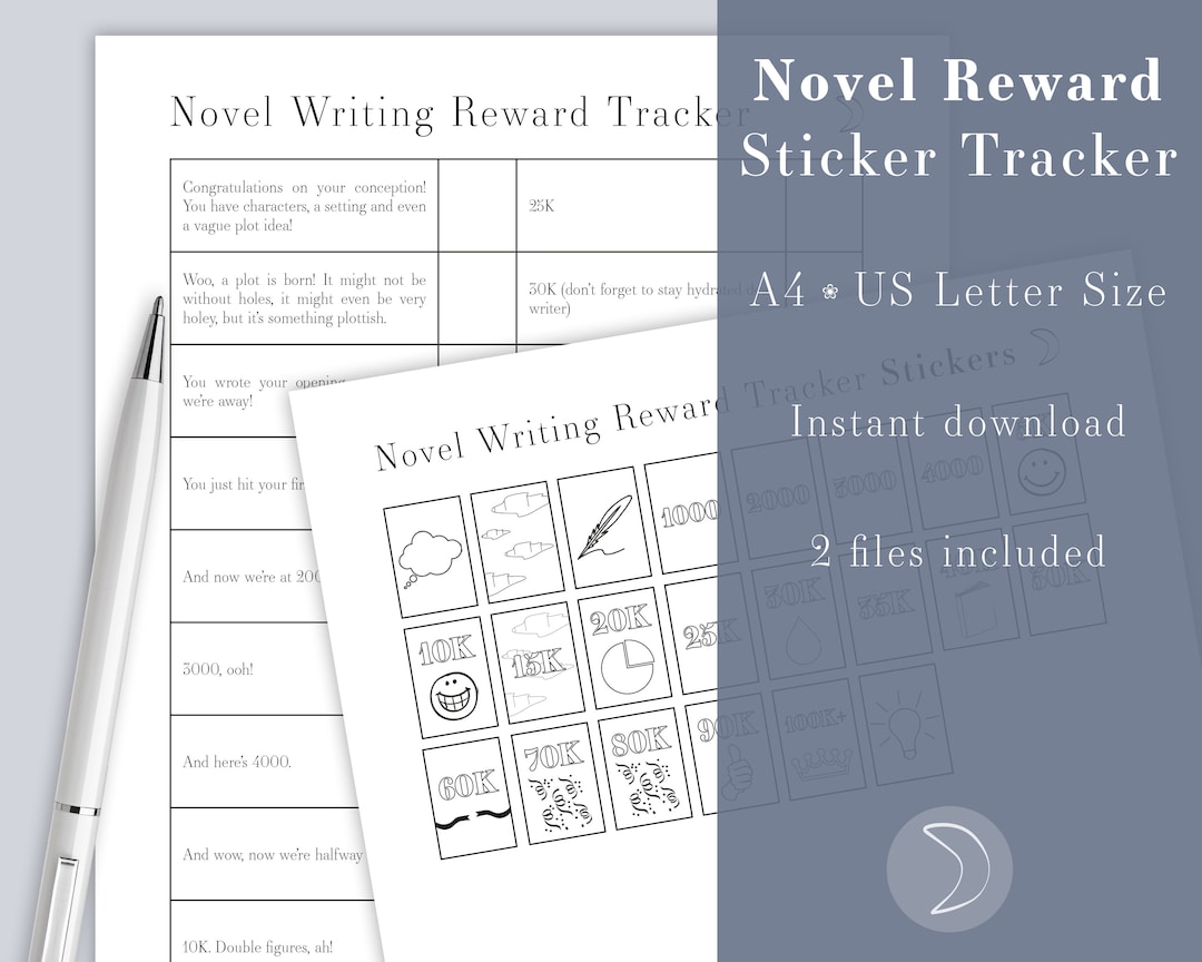 PRINTABLE Novel Reward Sticker Tracker for Authors and Writers - A4 ...