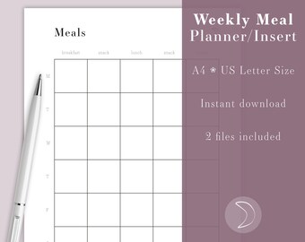 Printable Meal Planner, Grocery List, Weekly Planner, Meal Prep, Food ...