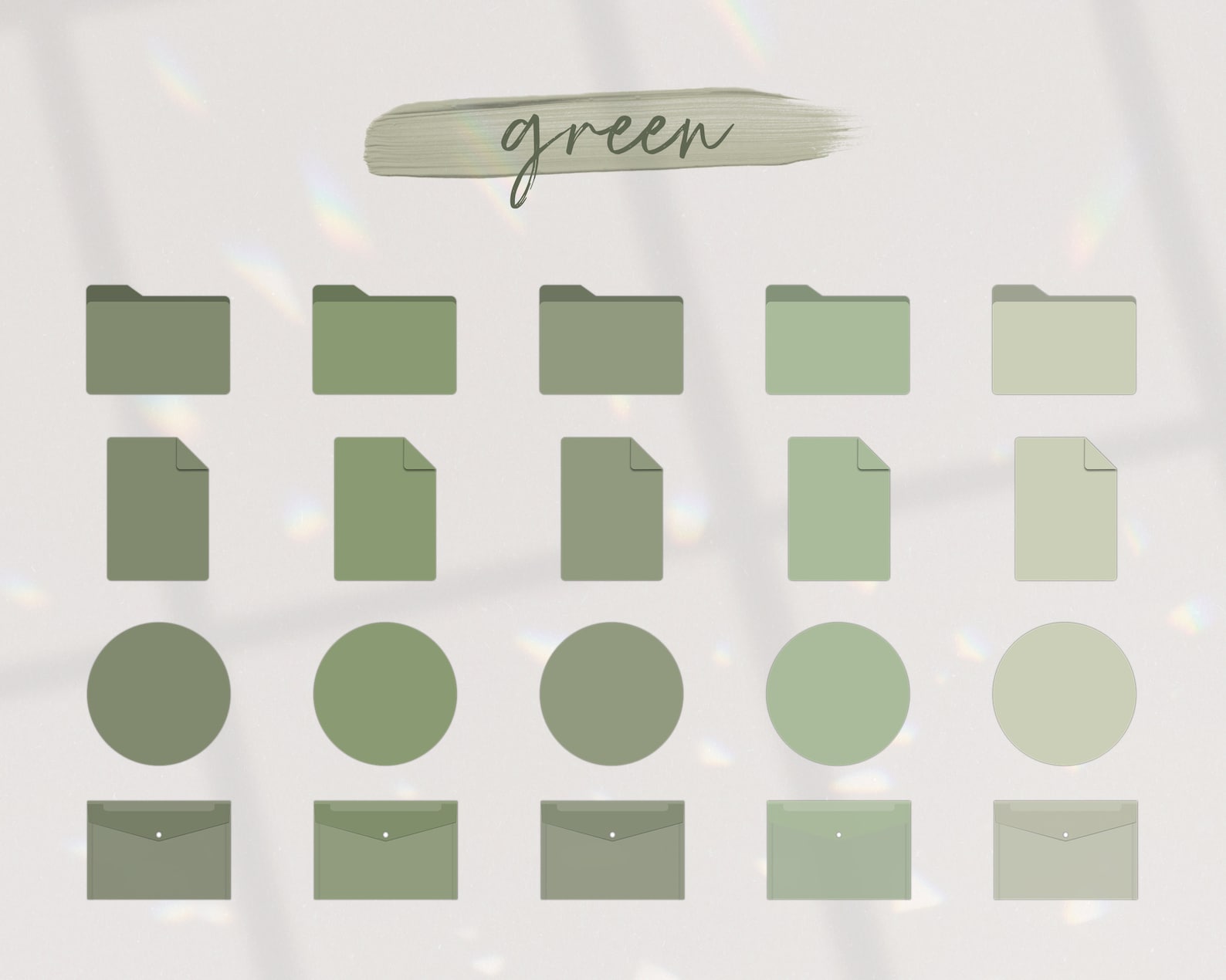 Green Desktop Folder Icons - Mac & Windows - Minimalist Boho Muted ...