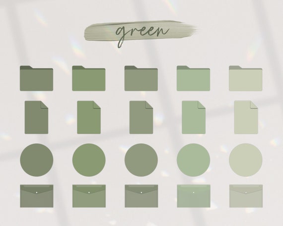 Green Desktop Folder Icons Mac & Windows Minimalist Boho | Etsy