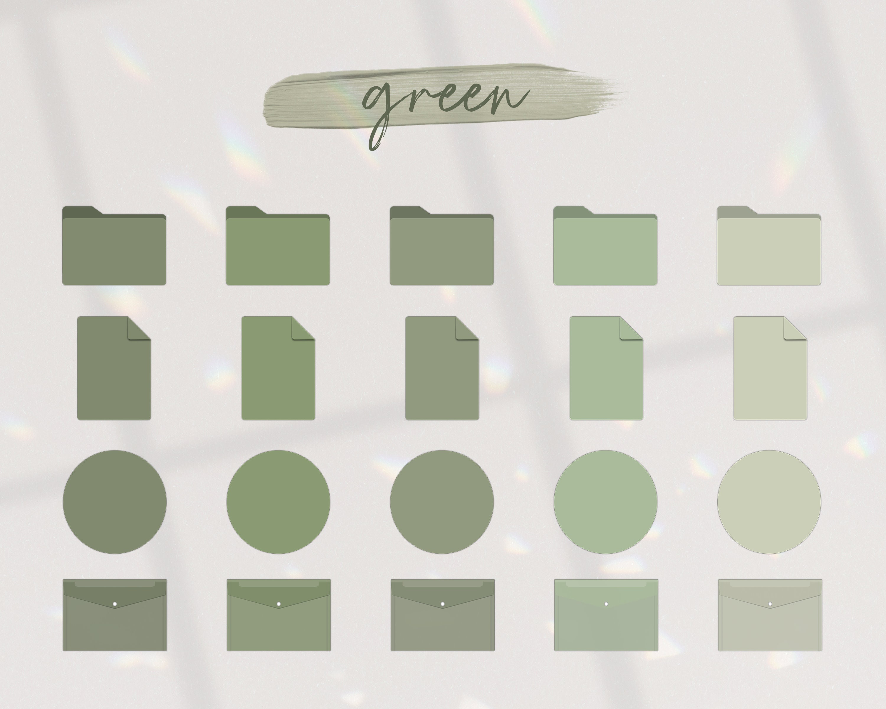 Green Desktop Folder Icons - Mac & Windows - Minimalist Boho Muted ...