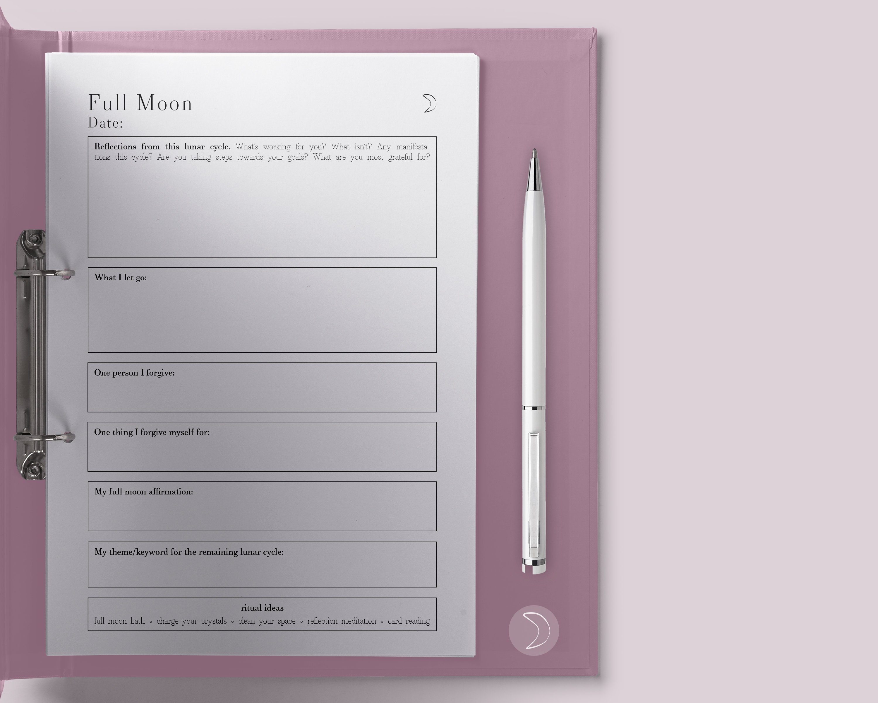 PRINTABLE Full and New Moon Ritual Undated Sheets A4 & US Letter Size ...