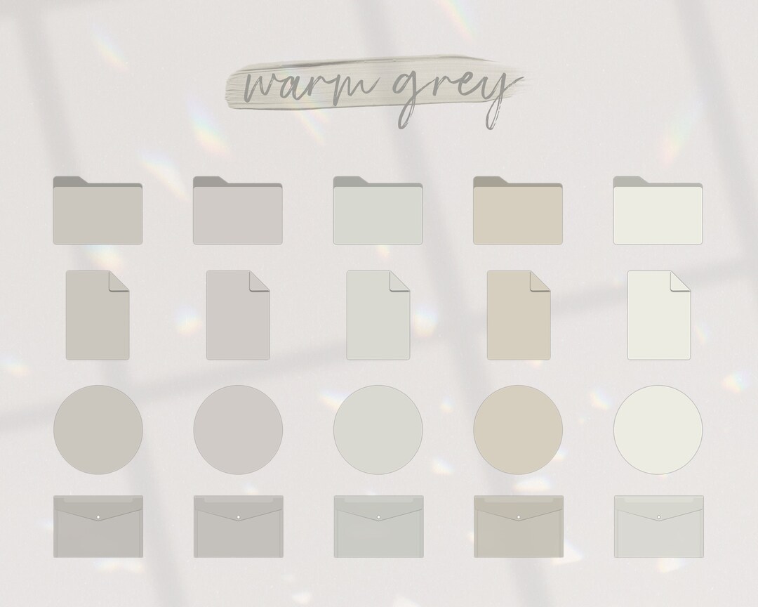 Warm Grey Desktop Folder Icons - Mac & Windows - Minimalist Boho Muted ...