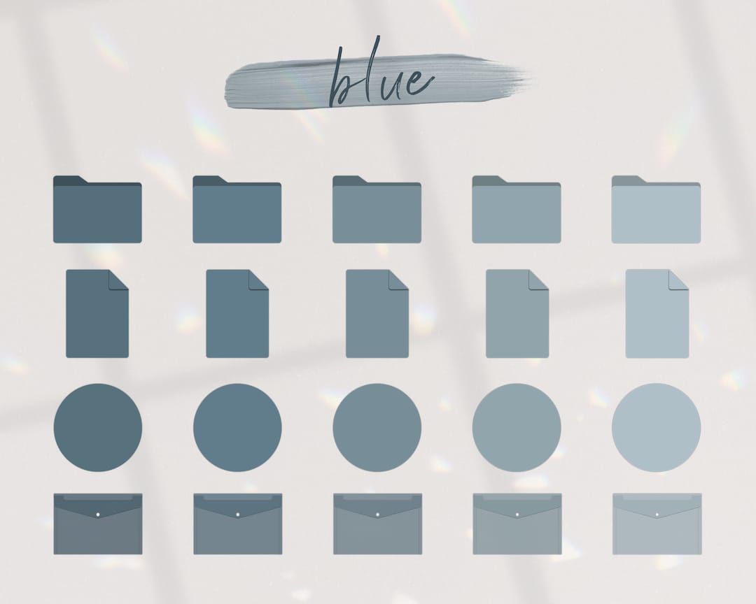 Blue Desktop Folder Icons - Mac & Windows - Minimalist Boho Muted Theme ...