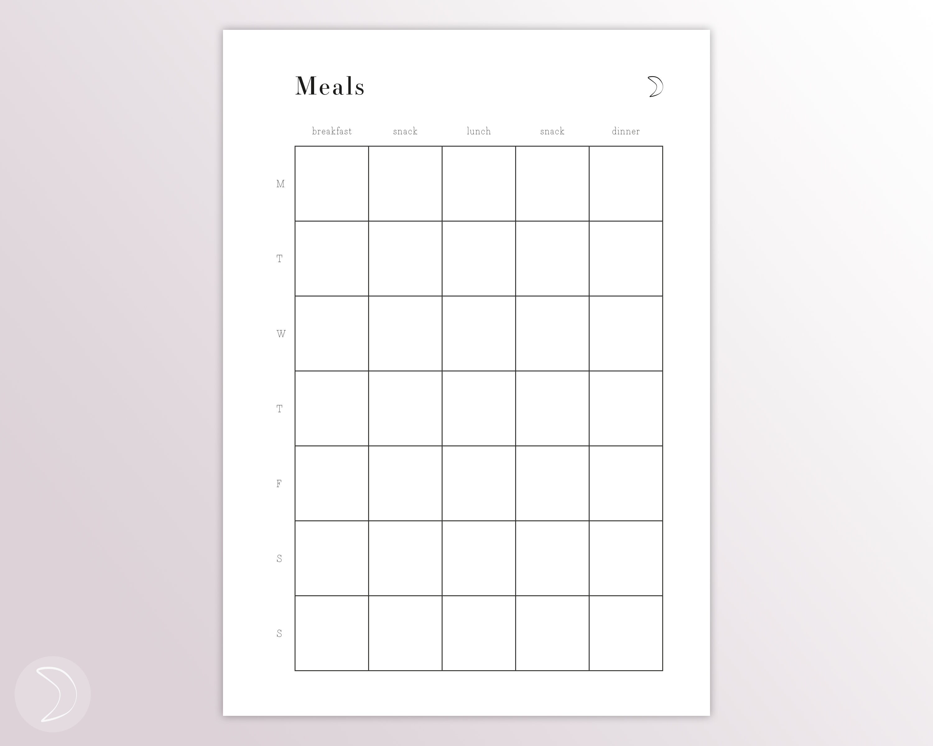 PRINTABLE Weekly Meal Planner Insert A4 & US Letter Size - Etsy