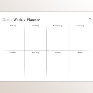 PRINTABLE Classic Weekly View Planner Calendar A4, A3 & US Letter Size ...