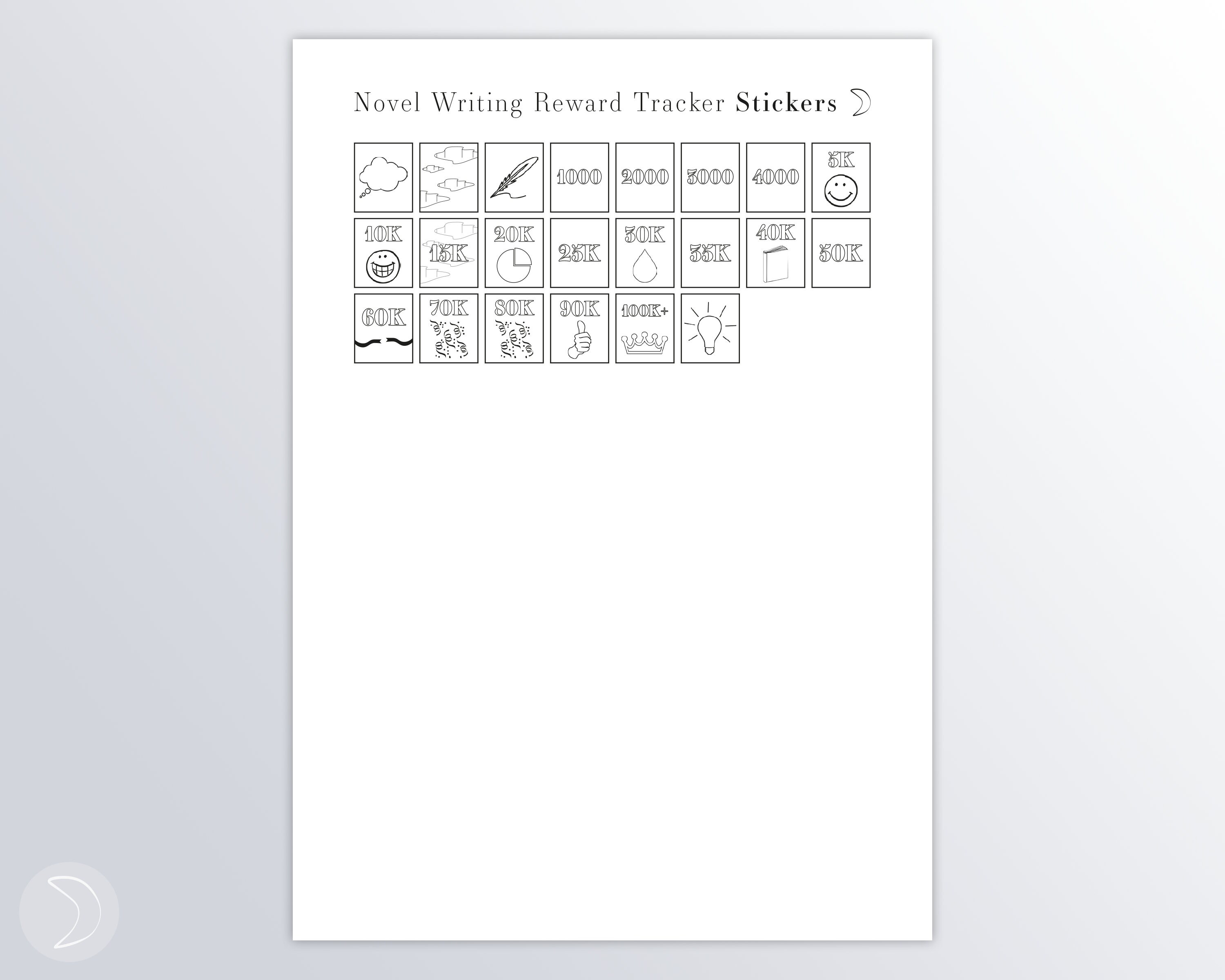 PRINTABLE Novel Reward Sticker Tracker for Authors and Writers - A4 ...