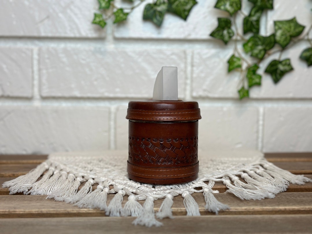 Round Small Yerba Mate Container Leather | Yerbera | Azucarera | Brown ...