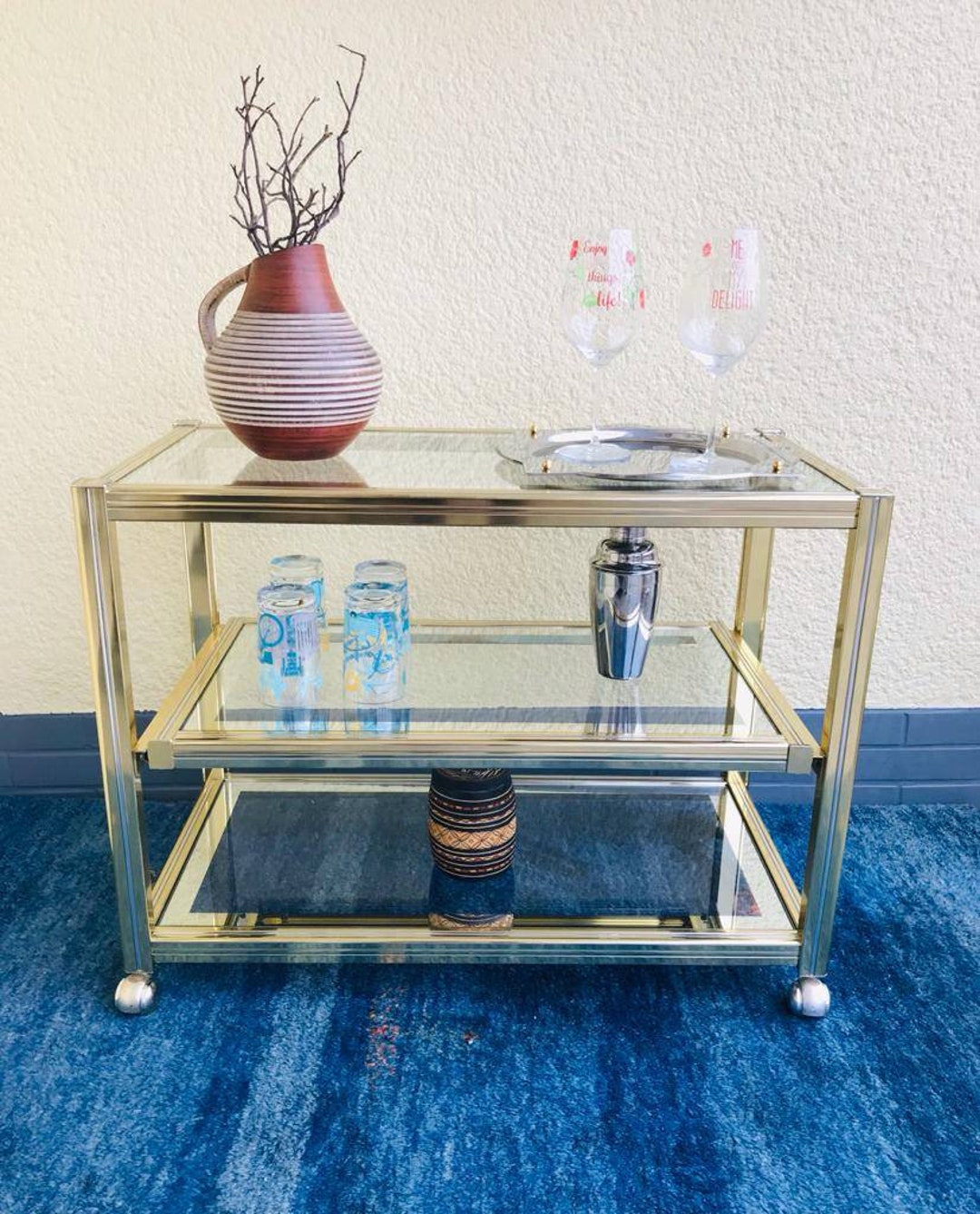 French Serving Trolley / Bar Trolley / Tea Trolley by Pierre Vandel ...