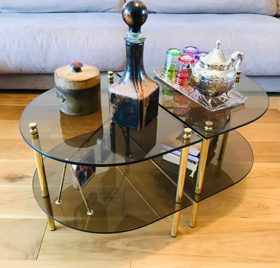 Beautiful Set of Vintage Half round Brass Side Tables Flower Tables Coffee Tables Bedside Tables From the 70s as Good as New Etsy