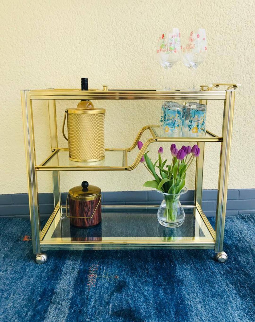 French Serving Trolley / Bar Trolley / Tea Trolley by Pierre Vandel ...