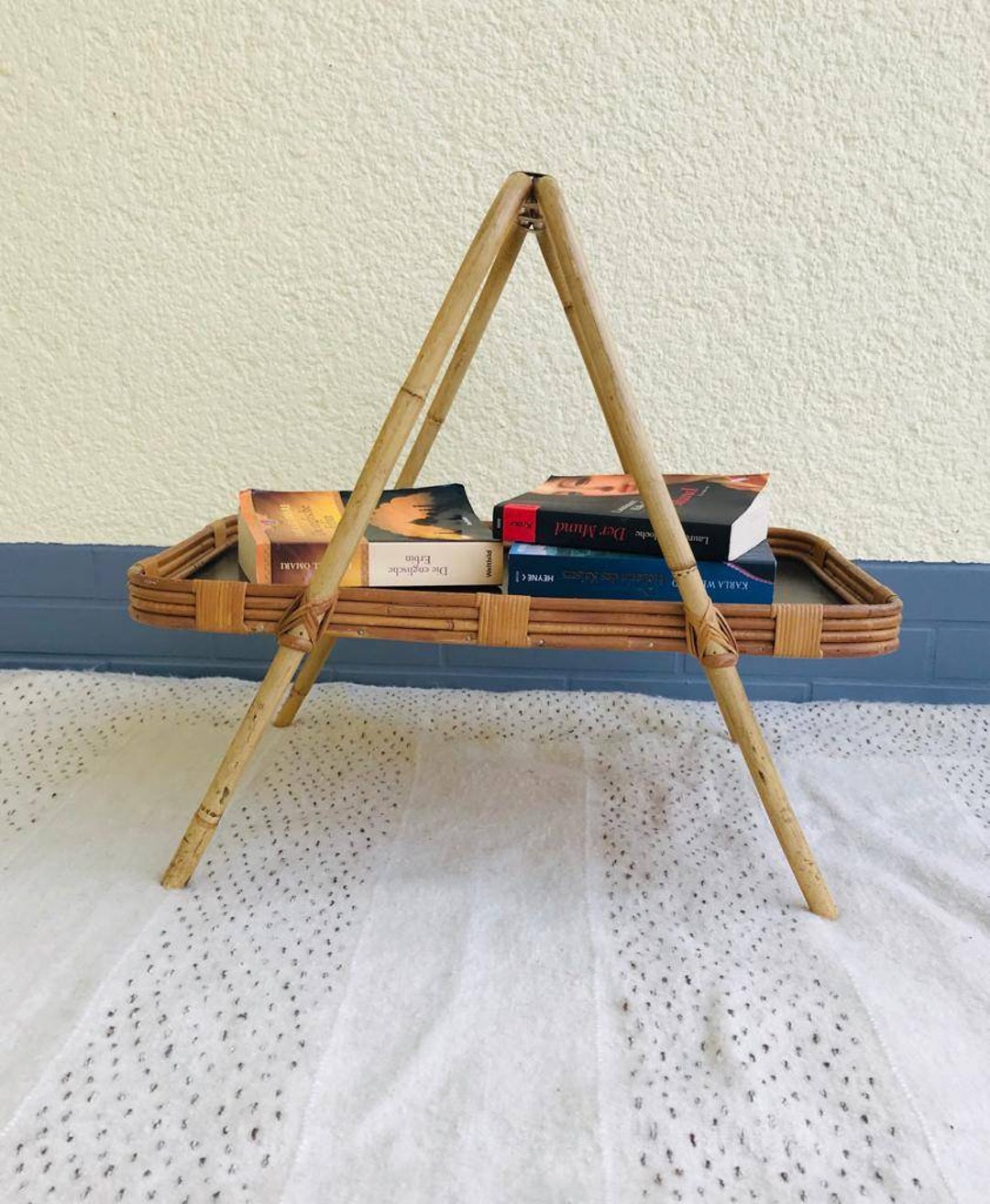 A Vintage Bamboo Side Table / Newspaper Table / Serving Tray From the ...