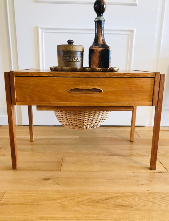 Danish Design Vintage Sewing Box Side Table Small Chest of Drawers Flower Table From the 60s Made of Teak Wood Etsy