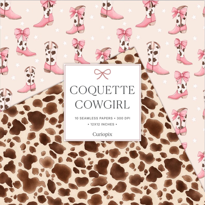 Coquette Cowgirl Seamless Papers: Pink Western Digital Patterns ...