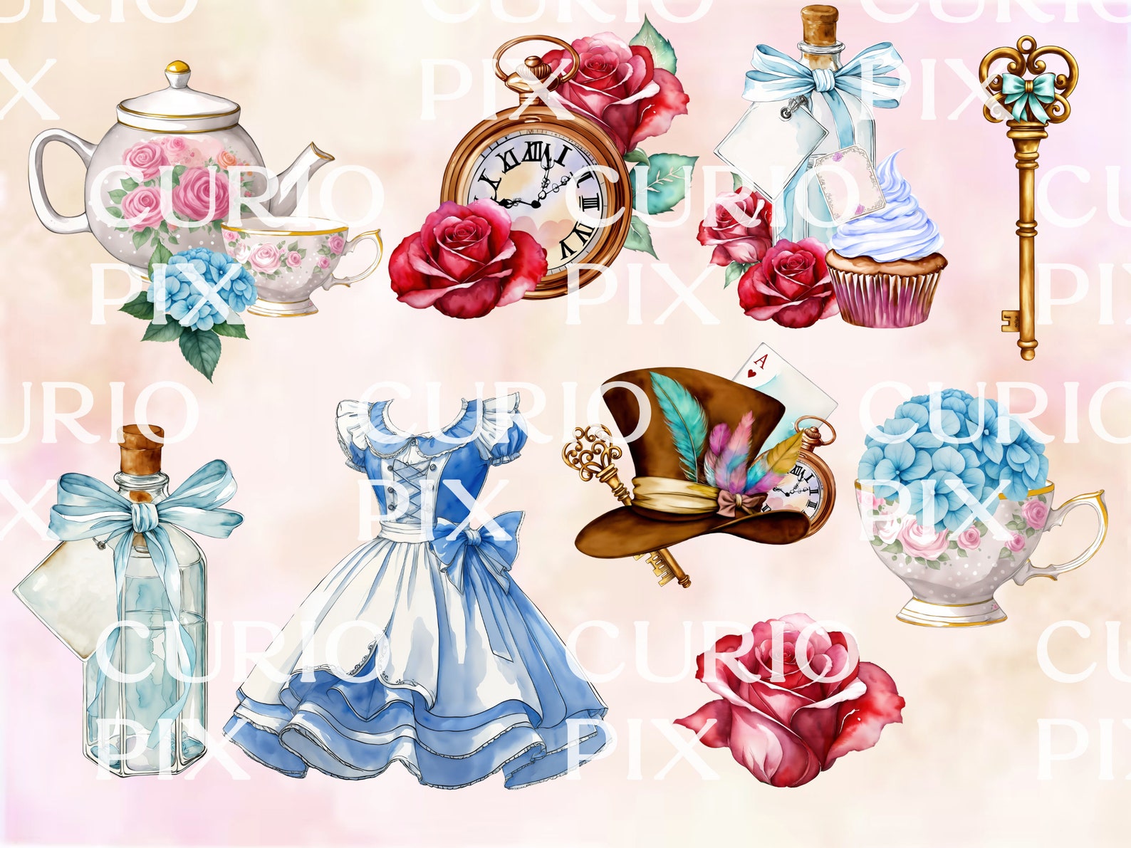 Alice in Wonderland Clipart Alice Clip Art Watercolor Alice - Etsy Canada