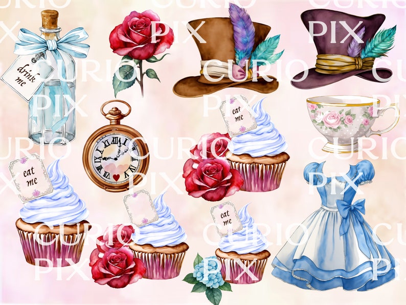Alice in Wonderland Clipart, Alice Clip Art Watercolor, Alice ...