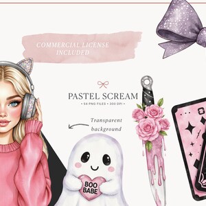 Watercolor Pastel Halloween Clipart: Floral Spooky PNG Bundle (digital ...