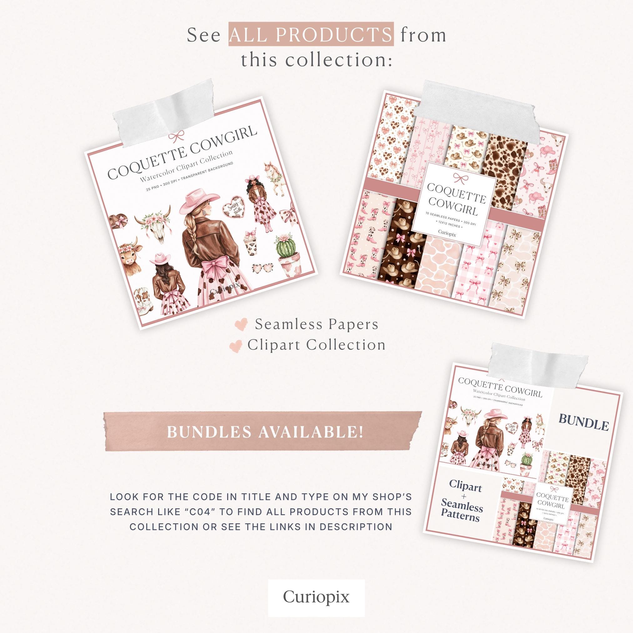 Coquette Cowgirl Seamless Papers: Pink Western Digital Patterns ...