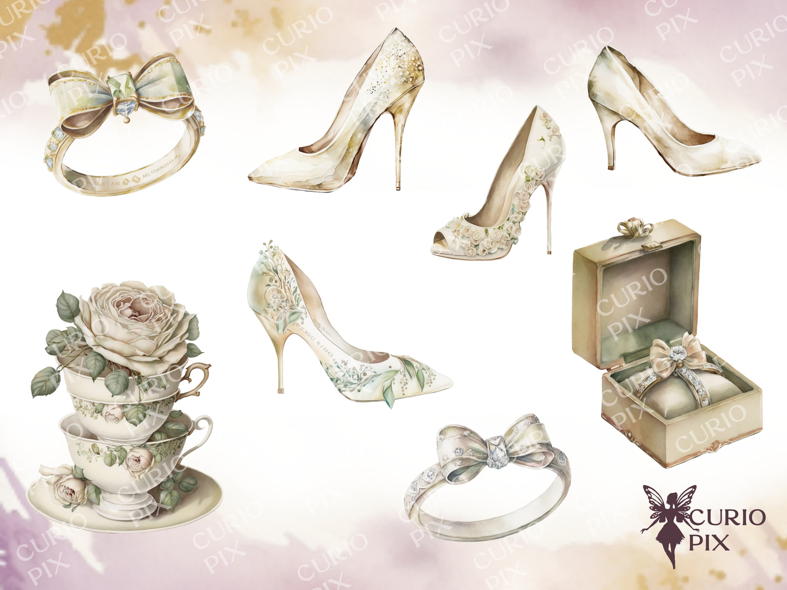 Vintage Wedding Watercolor Clipart Bride Clip Art Groom - Etsy