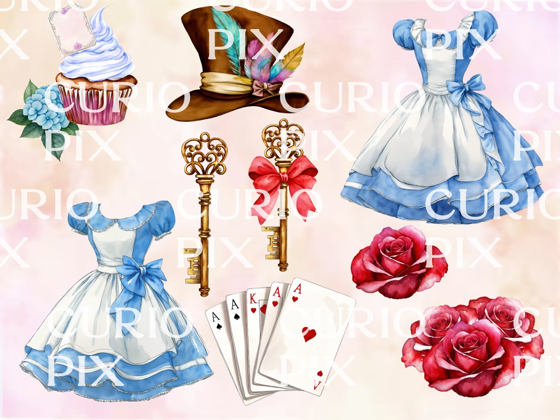 Alice in Wonderland Clipart Alice Clip Art Watercolor Alice - Etsy UK