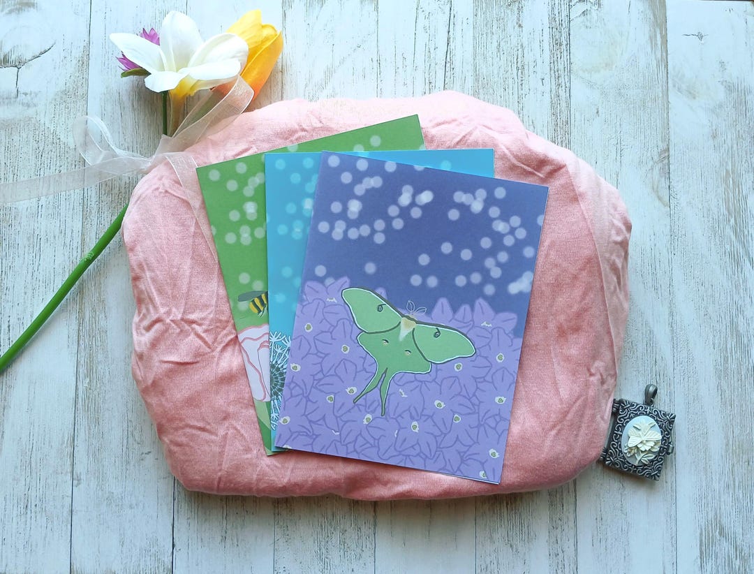 Spring Note Cards – Garden Friends - Cute Bumblebee, Ladybug & Lunar ...