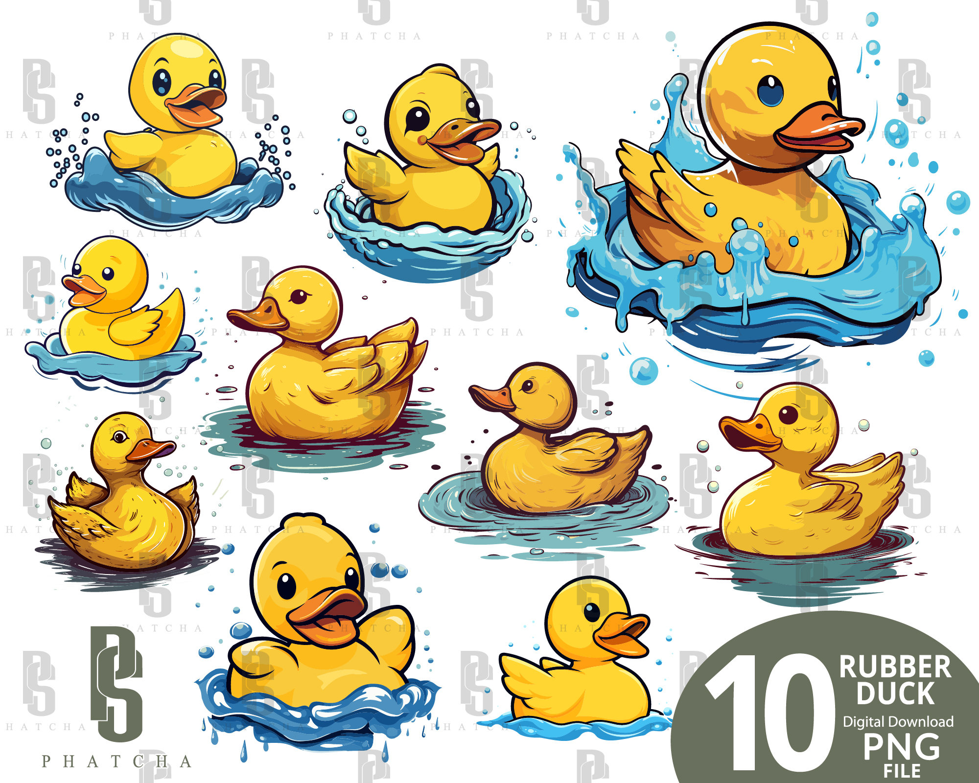 10 Rubber Duck PNG Bundle, Digital Crafts Designs Transparent, Rubber ...