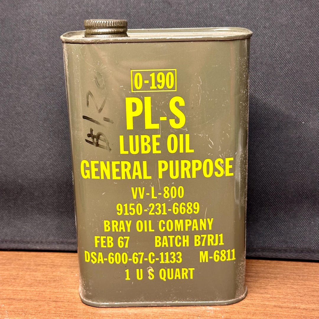 Vintage NOS Full Military Surplus General Purpose Lube Oil 1 Quart Bray ...