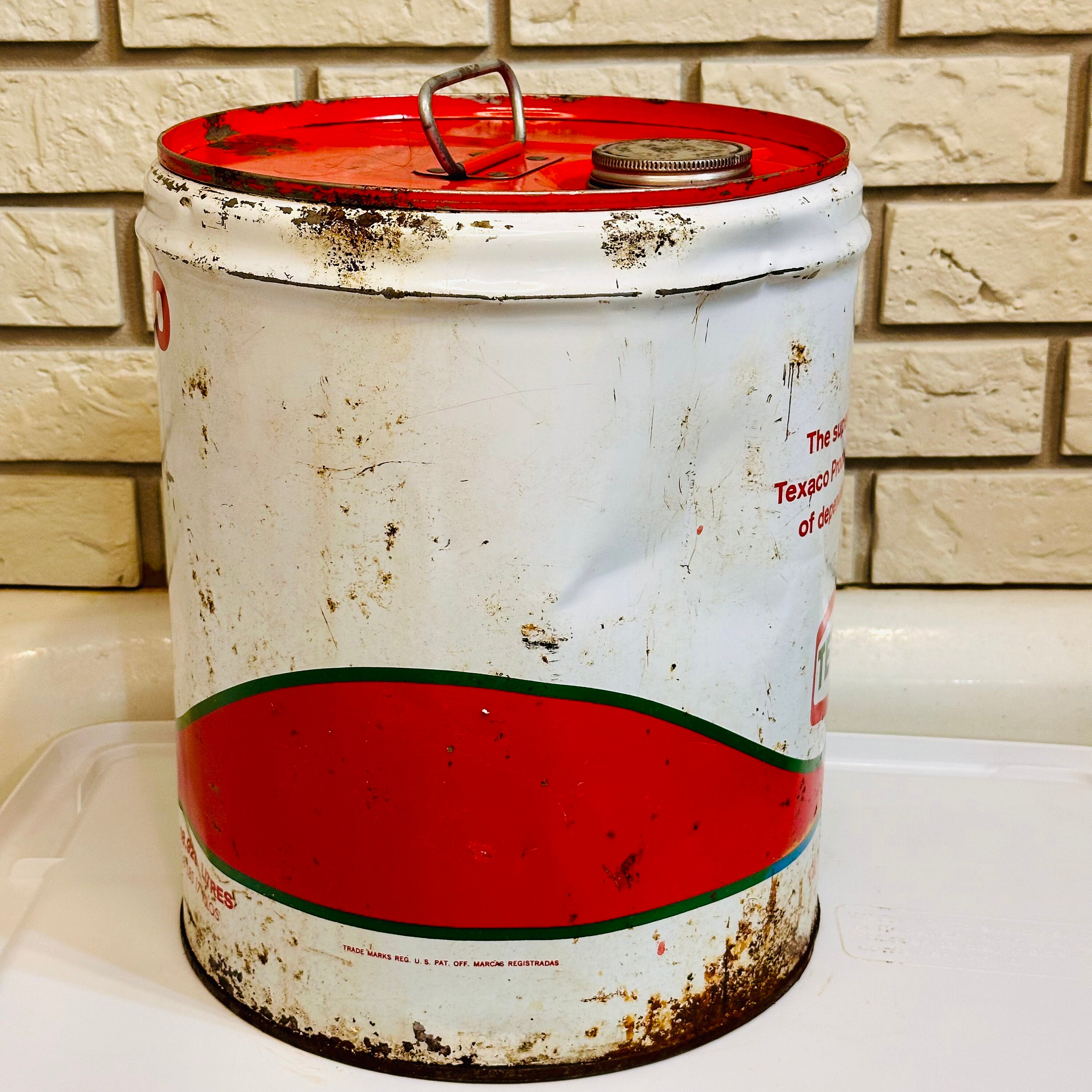 Vintage Texaco 5 Gallon Motor Oil Can 1971 - Etsy