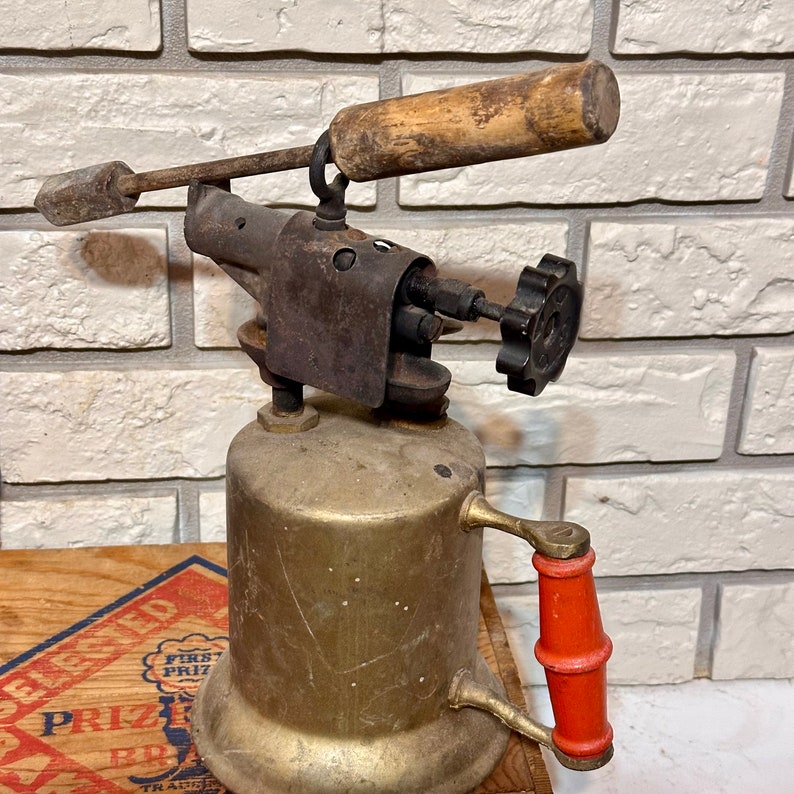 Vintage Early 19th Century Solid Brass Torch With Rare Attached Solder ...