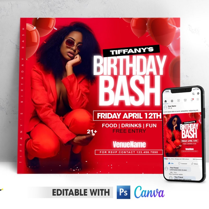 Red Party Flyer Template - Etsy