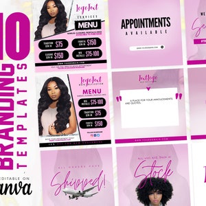 Editable Hair Branding Template, Wig Service Flyer Bundle, Hair Pricing ...