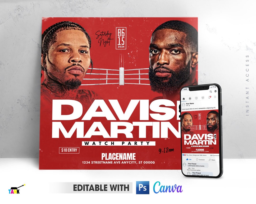 Editable Gervonta Davis Vs Frank Martin Flyer Davis Vs Martin Watch ...