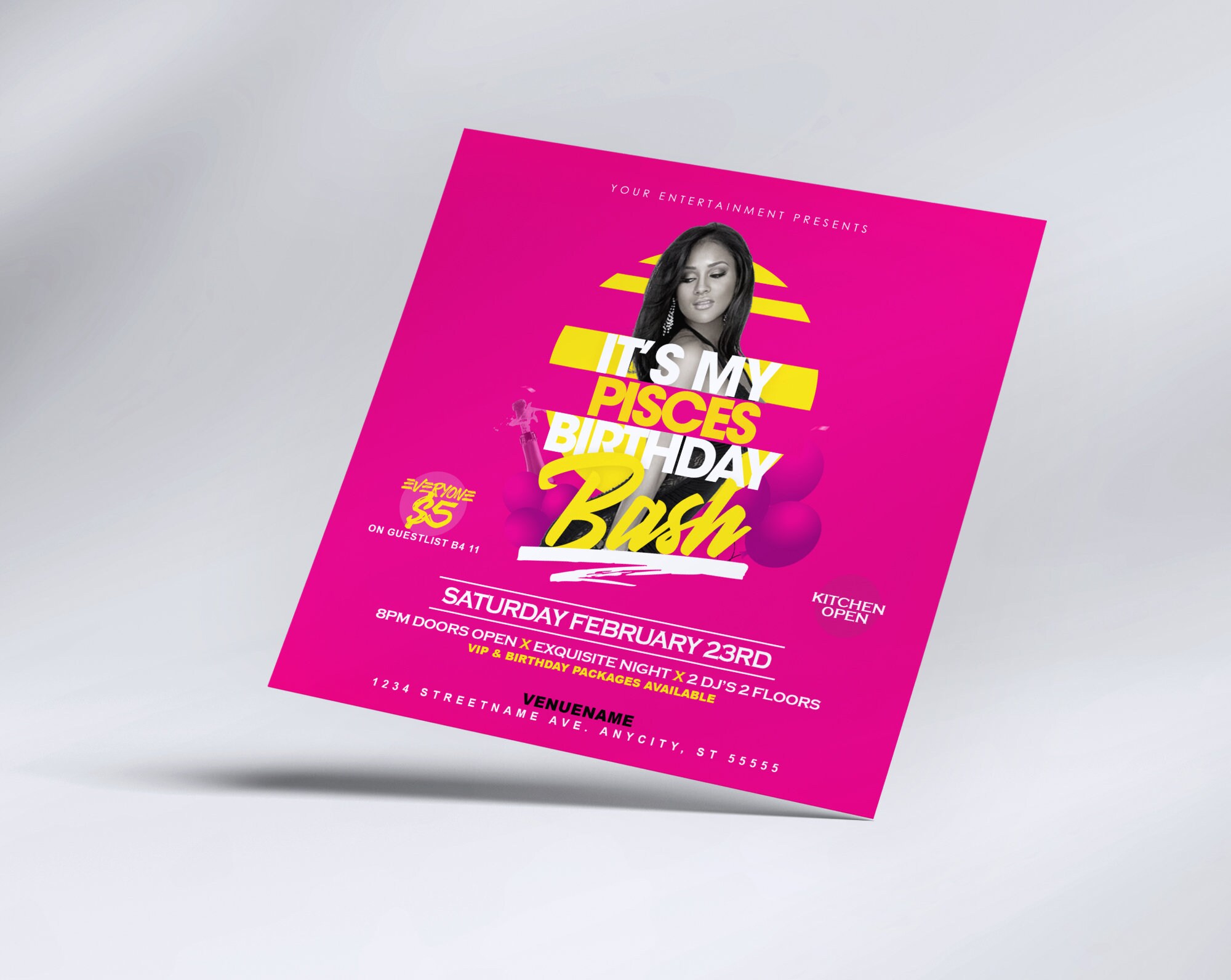 Editable Pisces Season Flyer, Pisces Birthday Bash Flyer Photoshop and ...