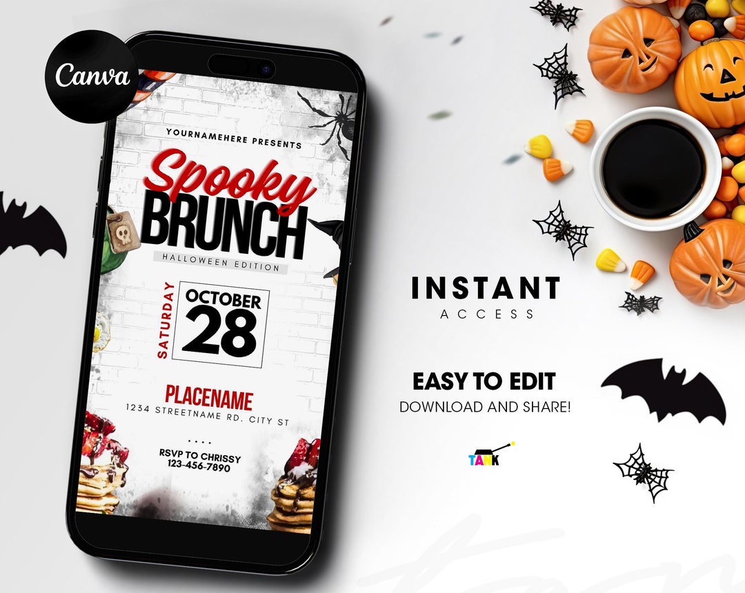 Editable Spooky Brunch Halloween Invitation Social Media Reel Canva ...