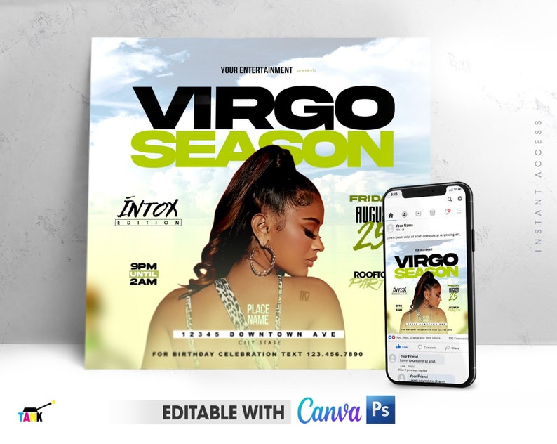 Editable Virgo Season Flyer, PSD Virgo Zodiac Flyer Template Virgo ...