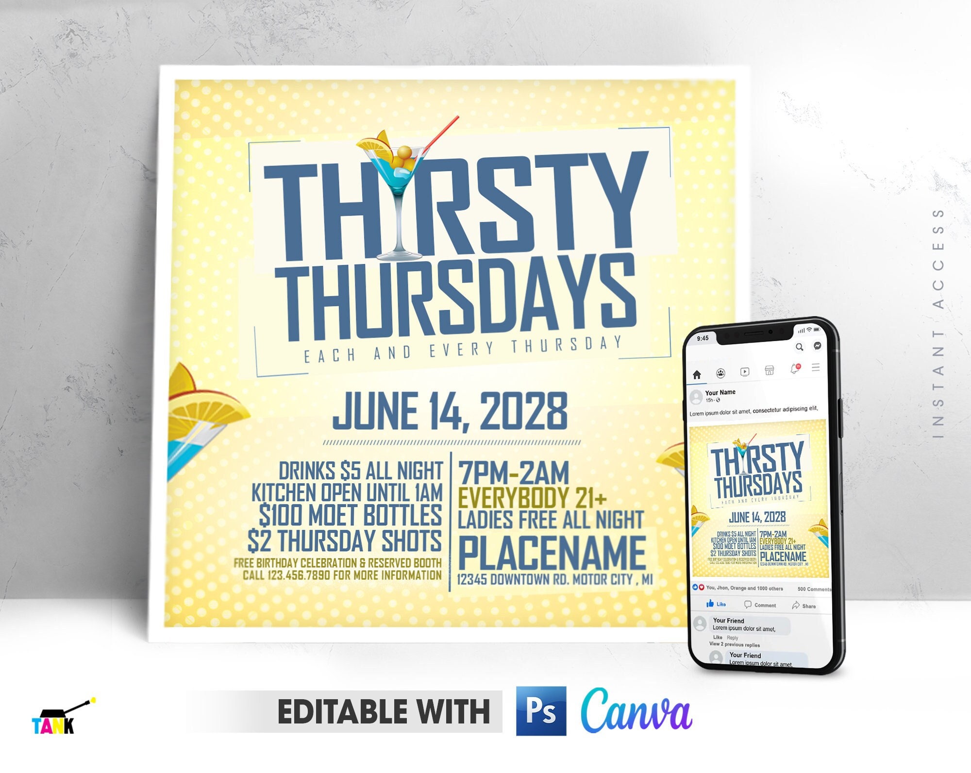 Editable Thirsty Thursday Flyer, Thursday Club Flyer L Thursdays Flyer ...