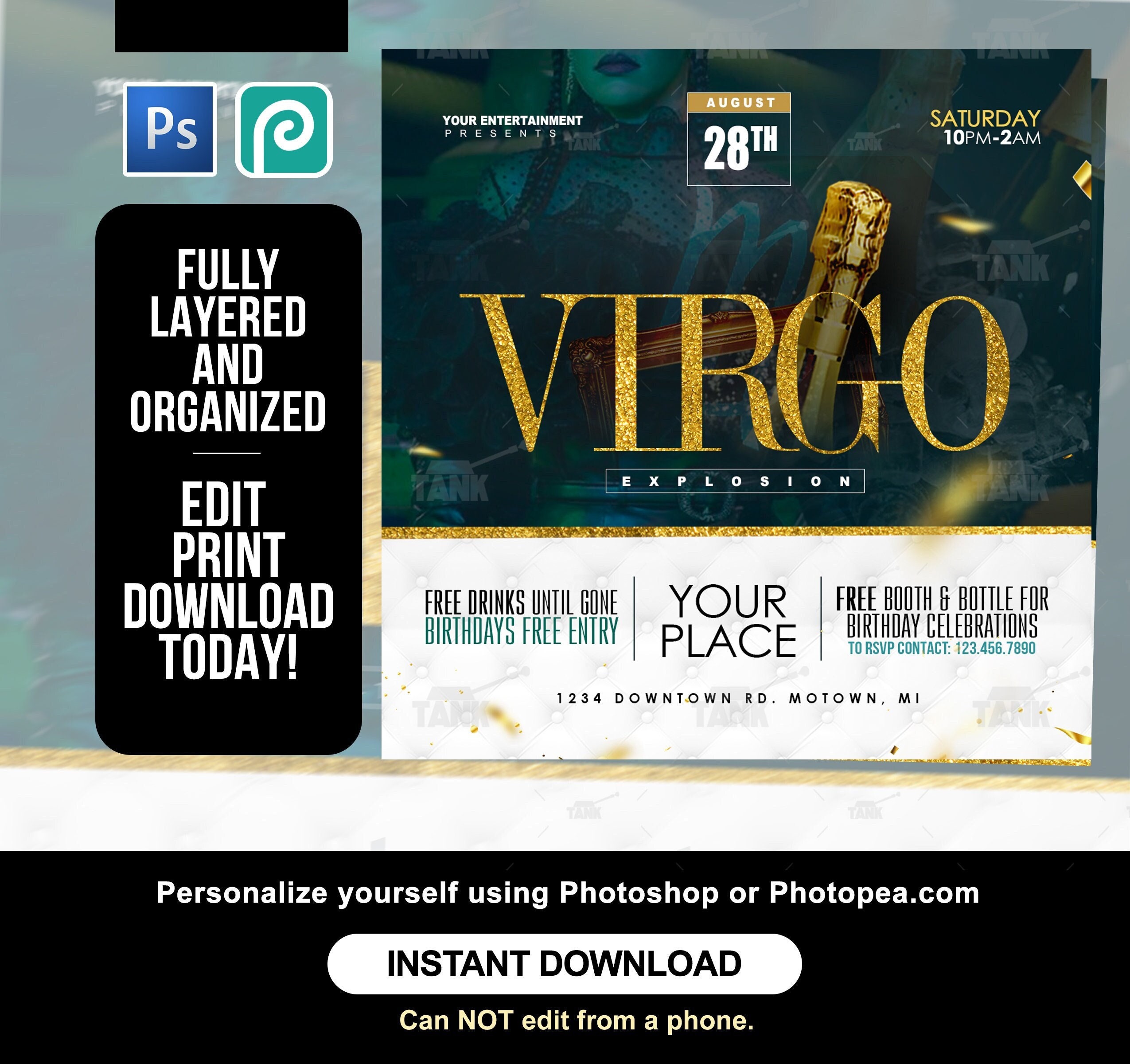 Paper Invitations & Announcements Virgo Explosion Flyer Virgo Zodiac ...