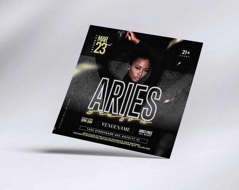 Editable Aries Season Flyer, Aries Birthday Bash Flyer Aries Flyer ...